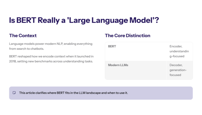 Is BERT an LLM Understanding Natural Language Processing